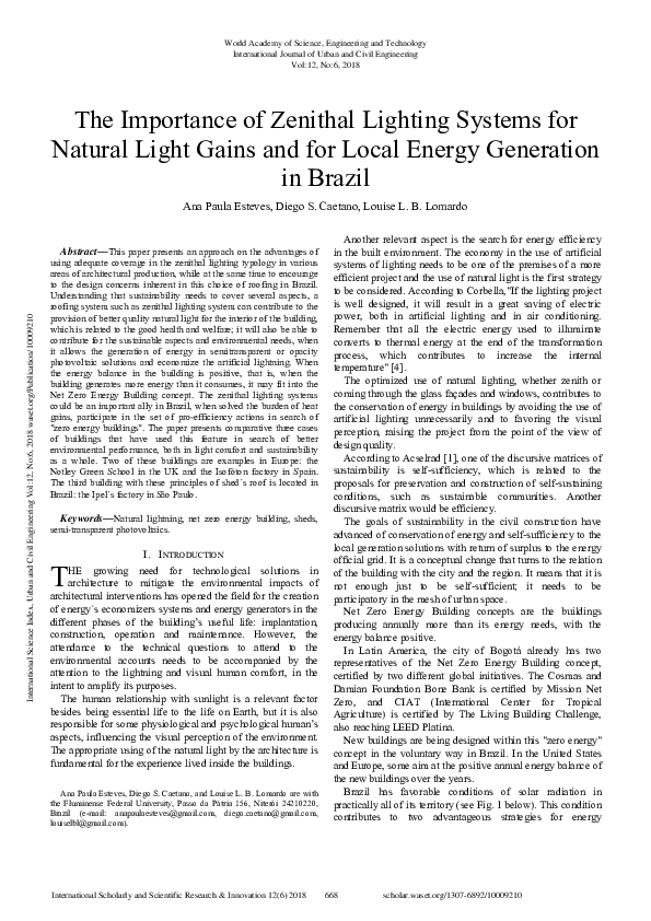 (PDF) The Importance Of Zenithal Lighting Systems For Natural Light ...