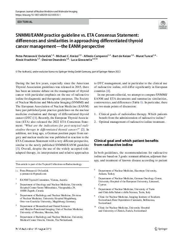 (PDF) SNMMI/EANM practice guideline vs. ETA Consensus Statement ...