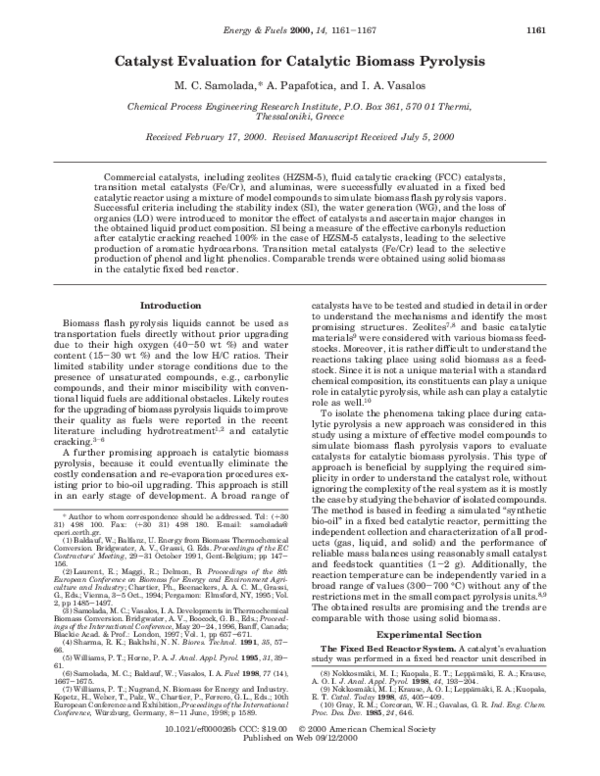 (PDF) Catalyst Evaluation for Catalytic Biomass Pyrolysis