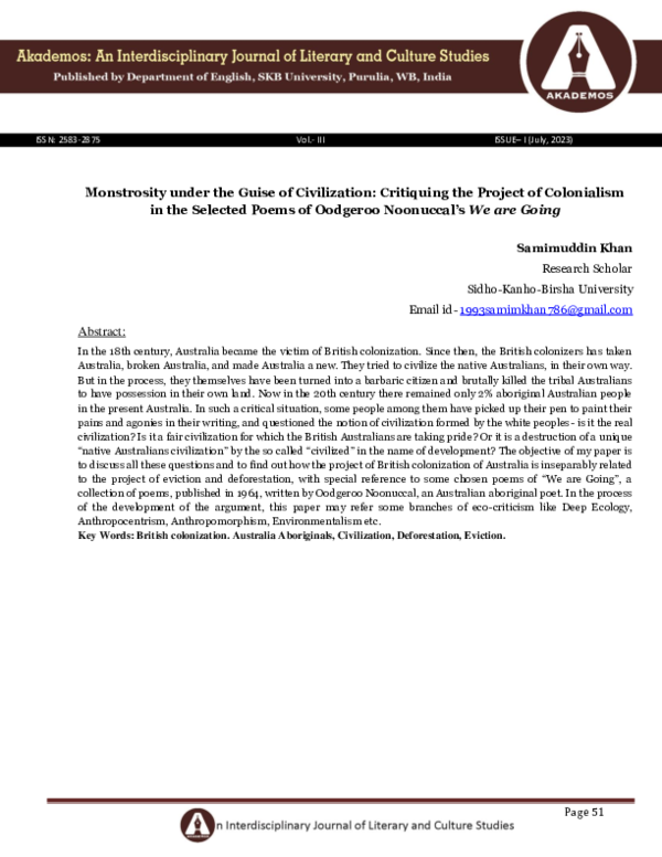 (PDF) Monstrosity under the Guise of Civilization: Critiquing the ...