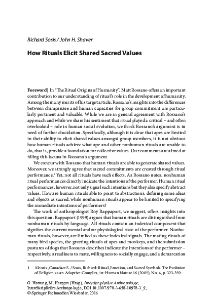 (PDF) How Rituals Elicit Shared Sacred Values