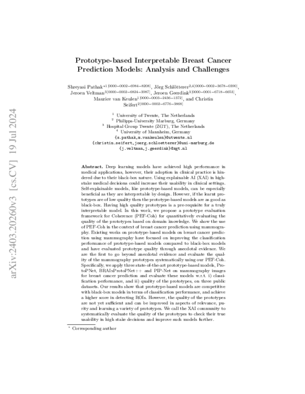 (PDF) Prototype-based Interpretable Breast Cancer Prediction Models ...