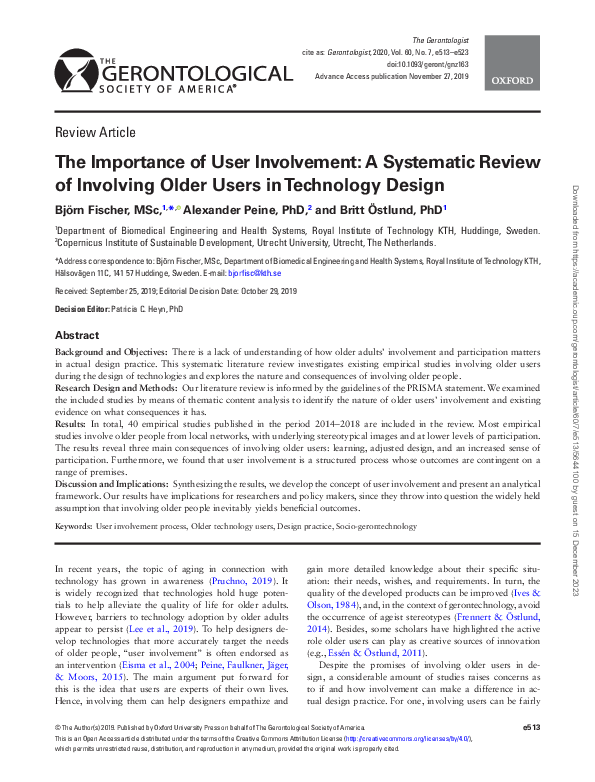(PDF) The Importance of User Involvement: A Systematic Review of ...