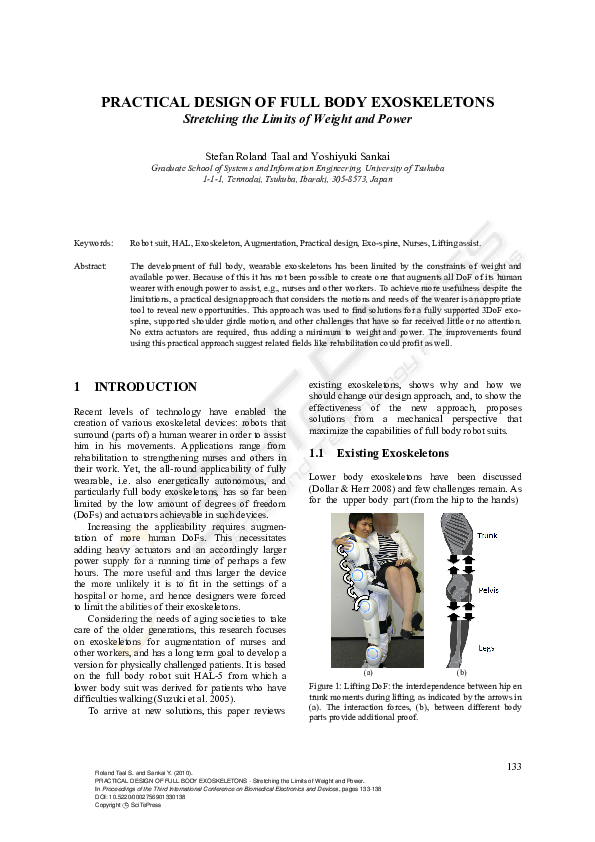 (PDF) PRACTICAL DESIGN OF FULL BODY EXOSKELETONS - Stretching the ...