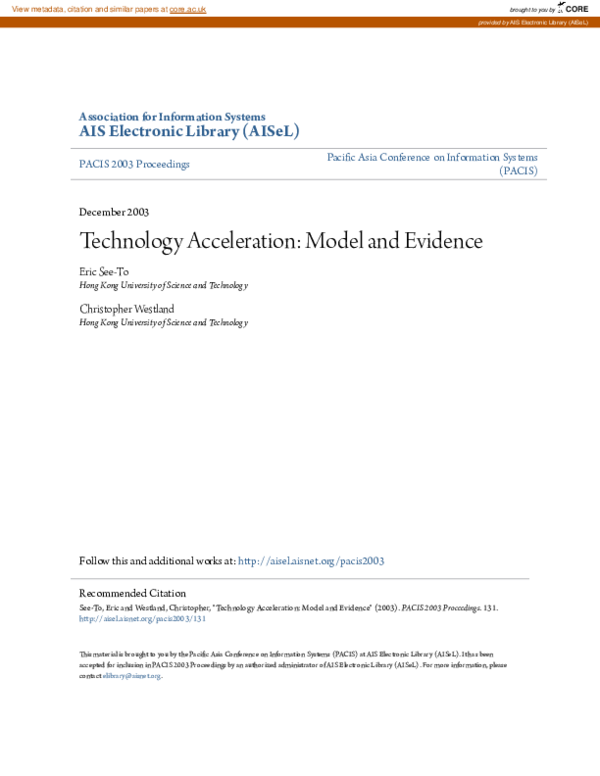 (PDF) Technology acceleration: model and evidence | J. Christopher Westland - Academia.edu