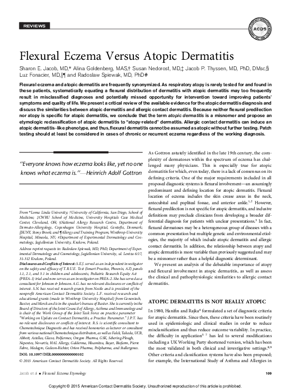 Pdf Flexural Eczema Versus Atopic Dermatitis 1272
