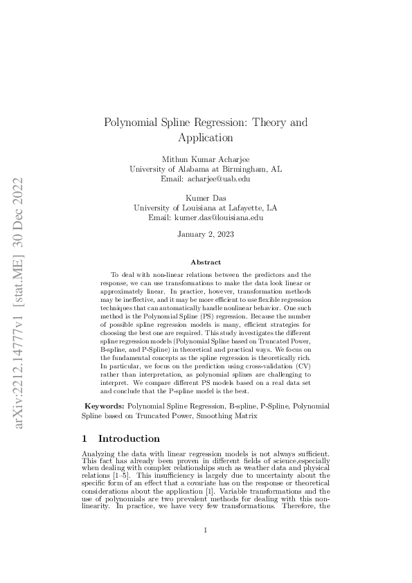 (PDF) Polynomial spline regression: Theory and Application