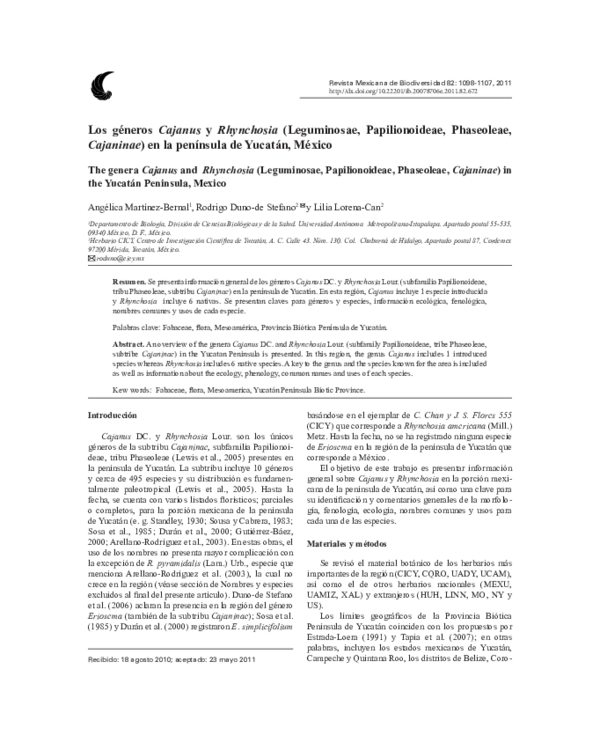 (PDF) Los géneros Cajanus y Rhynchosia (Leguminosae, Papilionoideae ...
