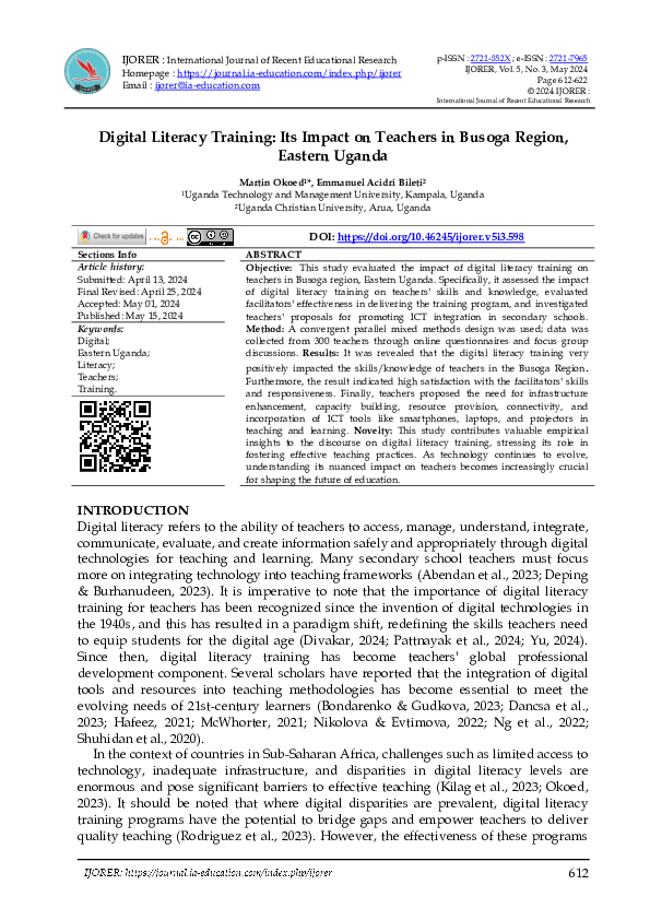(PDF) Digital Literacy Training: Its Impact on Teachers in Busoga ...
