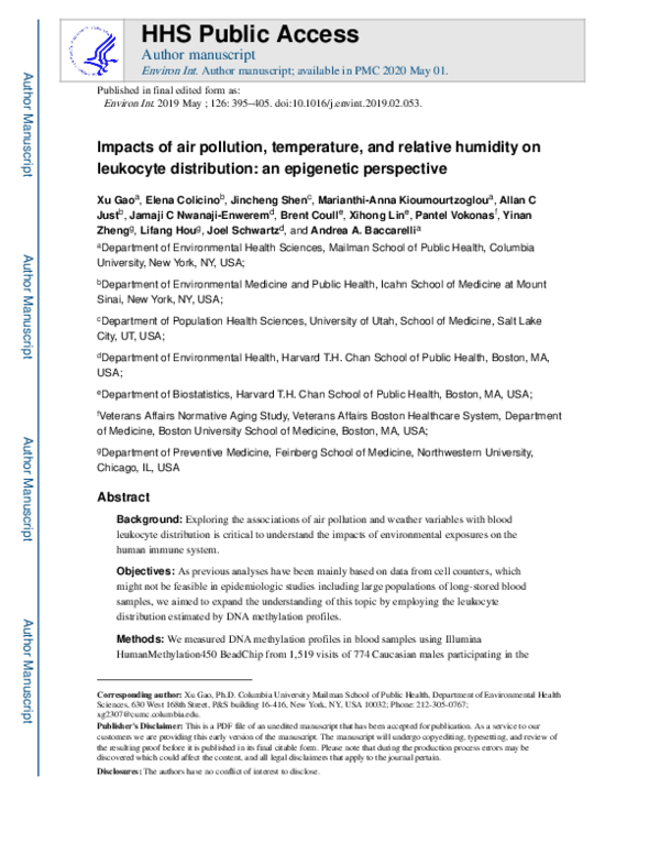 (PDF) Impacts of air pollution, temperature, and relative humidity on ...