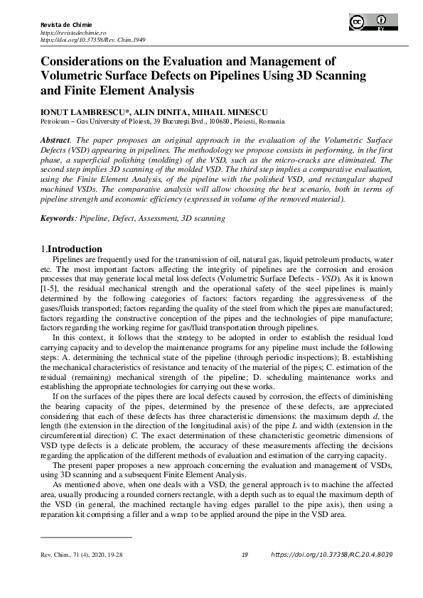 (PDF) Considerations on the Evaluation and Management of Volumetric Surface Defects on Pipelines ...