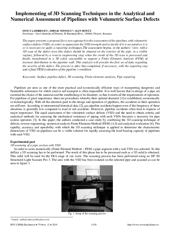 (PDF) Implementing of 3D Scanning Techniques in the Analytical and Numerical Assessment of ...