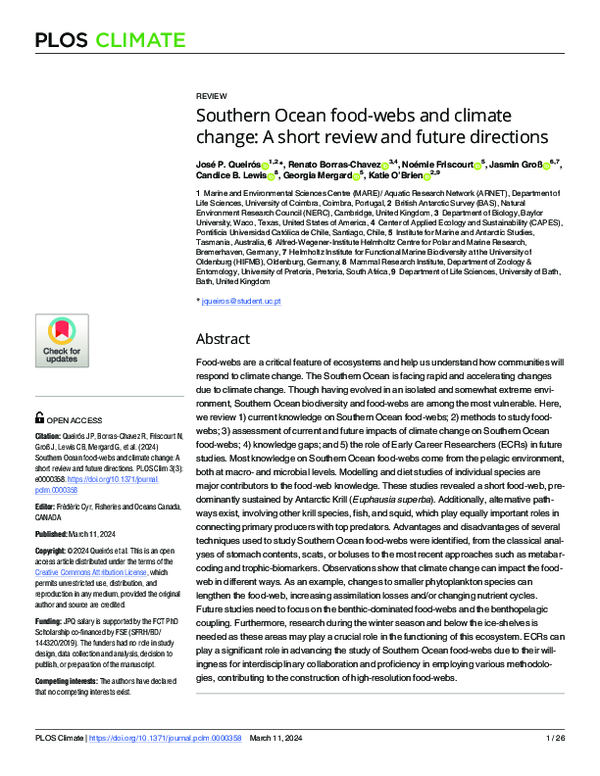 (PDF) Southern Ocean food-webs and climate change: A short review and ...