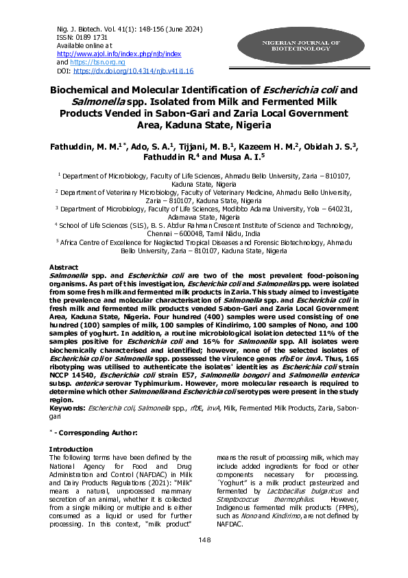 (PDF) Biochemical and Molecular Identification of Escherichia coli and ...