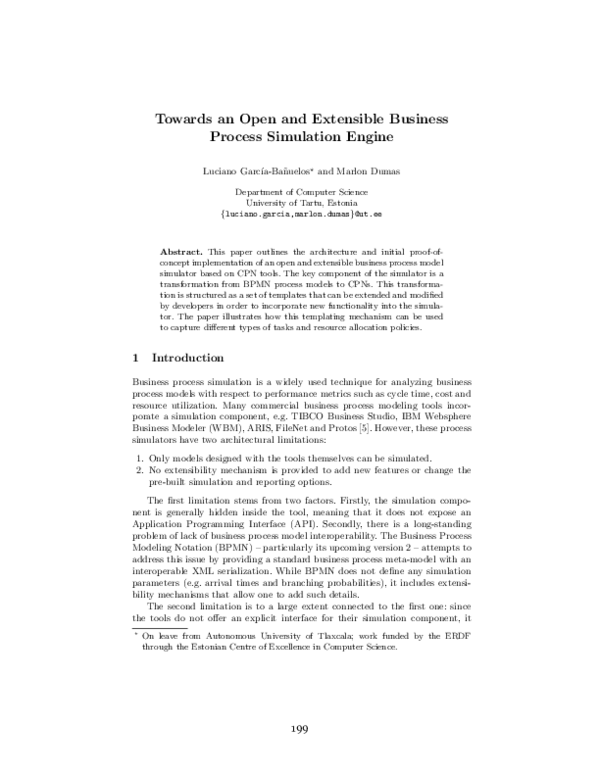 (PDF) Towards an Open and Extensible Business Process Simulation Engine