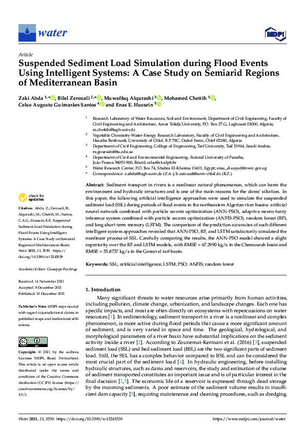 (PDF) Suspended Sediment Load Simulation during Flood Events Using Intelligent Systems: A Case ...