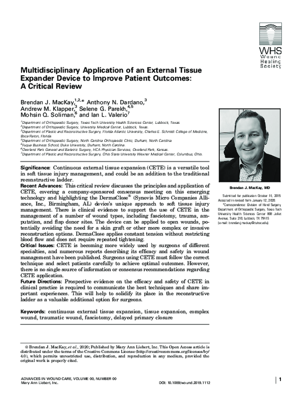 (PDF) Multidisciplinary Application of an External Tissue Expander ...
