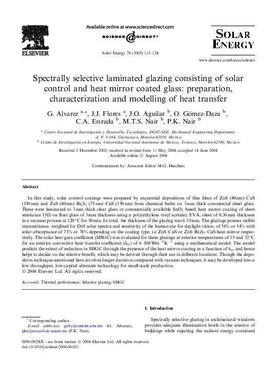 (PDF) Spectrally selective laminated glazing consisting of solar ...