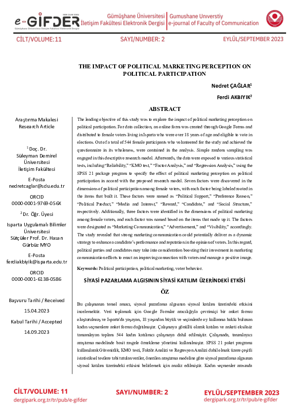 (PDF) The Impact of Political Marketing Perception on Political ...