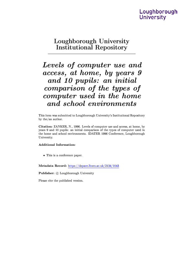 (PDF) Levels of computer use and access, at home, by years 9 and 10 ...