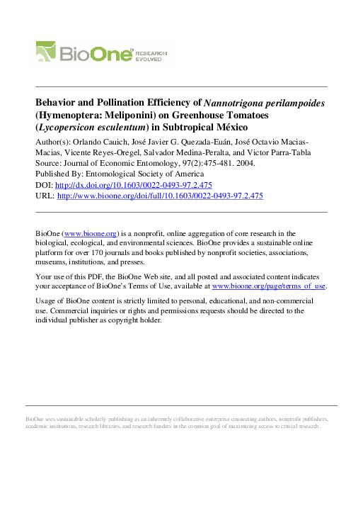 (PDF) Behavior and Pollination Efficiency of Nannotrigona perilampoides ...