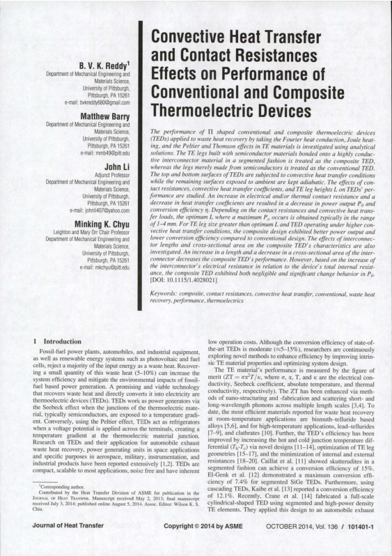(PDF) Convective Heat Transfer and Contact Resistances Effects on ...