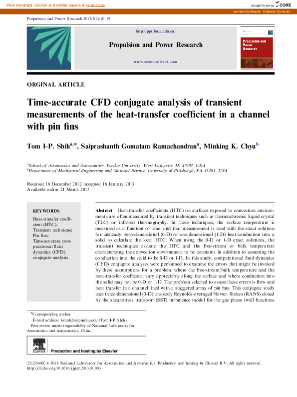 (PDF) Time-accurate CFD conjugate analysis of transient measurements of ...
