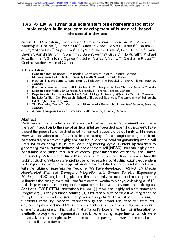 (PDF) FAST-STEM: A human pluripotent stem cell engineering toolkit for ...