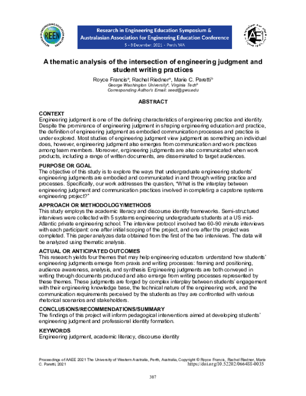 (PDF) A thematic analysis of the intersection of engineering judgment ...