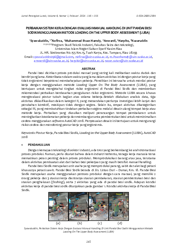 (PDF) Perbaikan Sistem Kerja Dengan Evaluasi Manual Handling DI Unit Pandai Besi Sodik ...