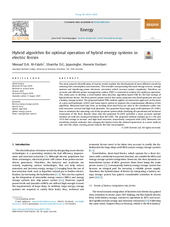 (PDF) Hybrid algorithm for optimal operation of hybrid energy systems ...