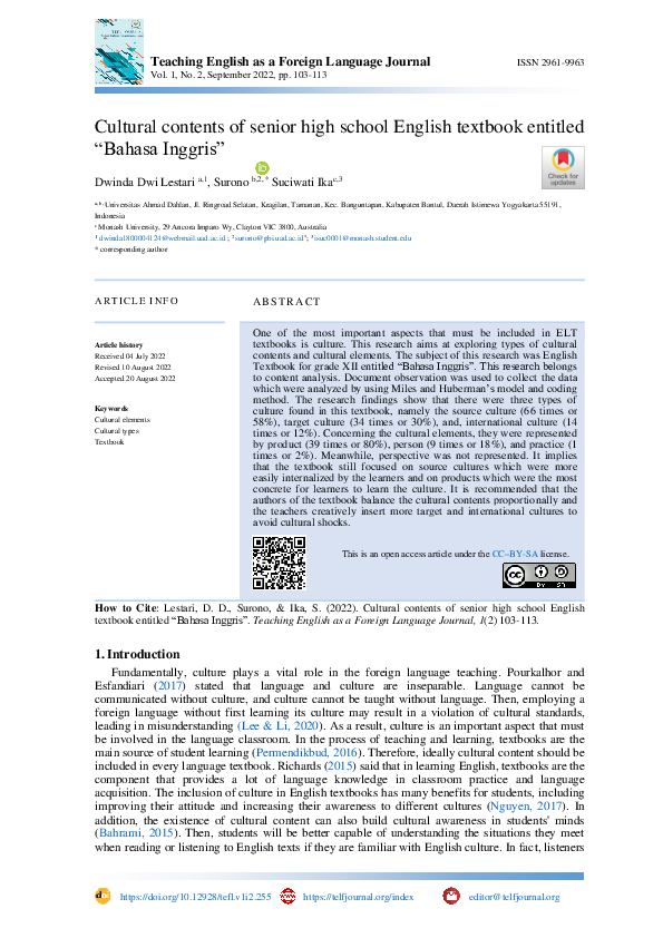 (PDF) Cultural contents of senior high school English textbook entitled ...