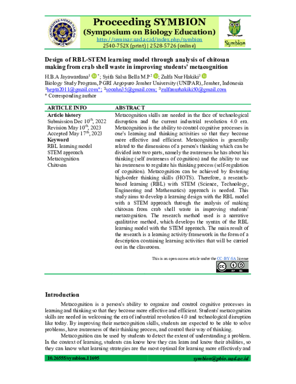 (PDF) Design of RBL-STEM learning model through analysis of chitosan ...