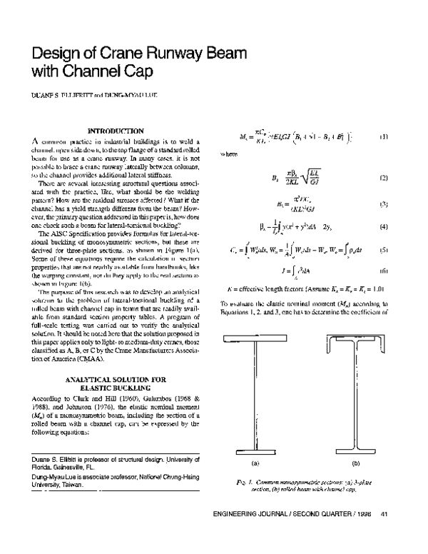 (PDF) Design of Crane Runway Beam with Channel