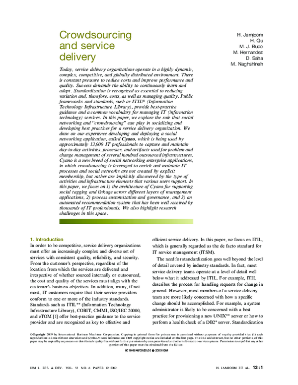 (PDF) Crowdsourcing and service delivery