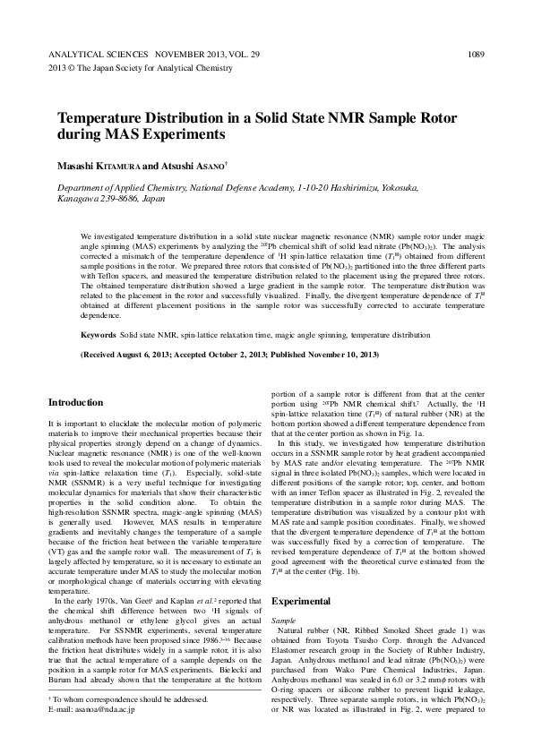 (PDF) Temperature Distribution in a Solid State NMR Sample Rotor during ...