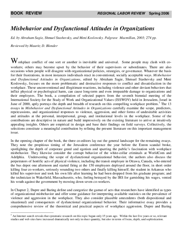 (PDF) Misbehavior and Dysfunctional Attitudes in Organizations