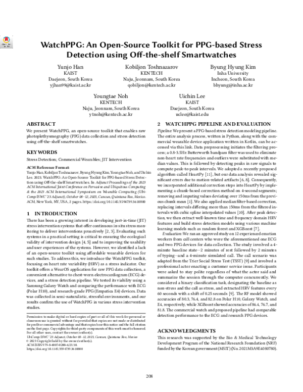 (PDF) WatchPPG: An Open-Source Toolkit for PPG-based Stress Detection using Off-the-shelf ...
