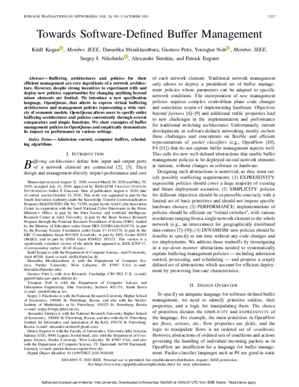 (PDF) Towards Software-Defined Buffer Management