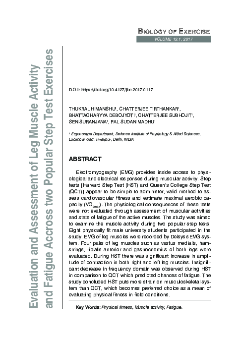 (PDF) Evaluation and Assessment of Leg Muscle Activity and Fatigue ...