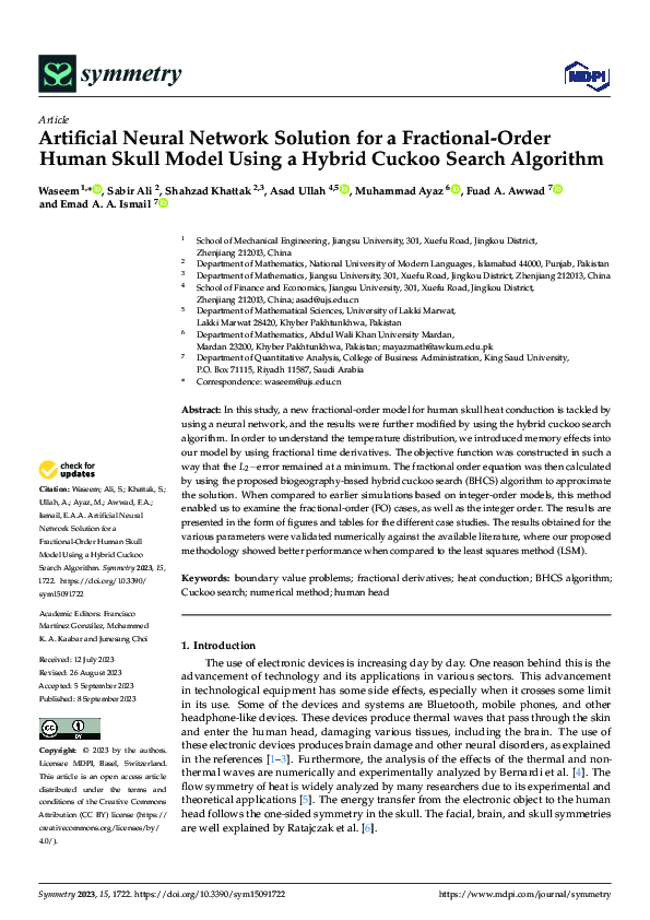(PDF) Artificial Neural Network Solution for a Fractional-Order Human Skull Model Using a Hybrid ...