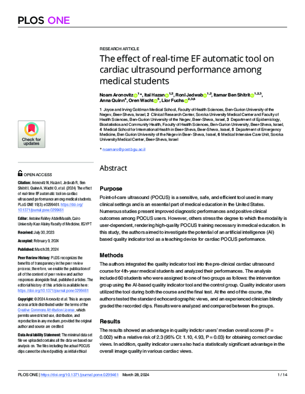 (PDF) The effect of real-time EF automatic tool on cardiac ultrasound ...