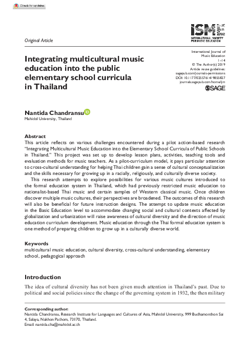 (PDF) Integrating multicultural music education into the public ...