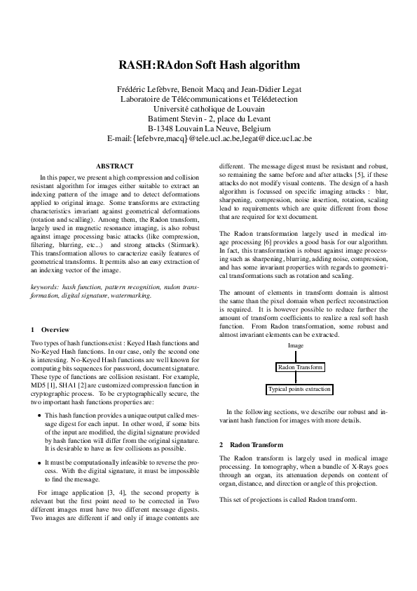(PDF) RASH: RAdon soft hash algorithm | Jean-Didier Legat - Academia.edu