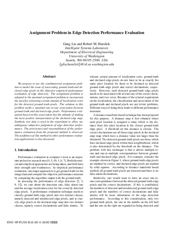 (PDF) Assignment problem in edge detection performance evaluation