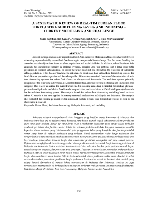 Pdf A Systematic Review Of Real Time Urban Flood Forecasting Model In