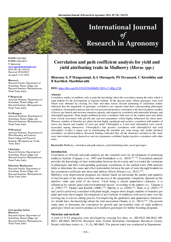 Pdf Correlation And Path Coefficient Analysis For Yield And Yield Attributing Traits In
