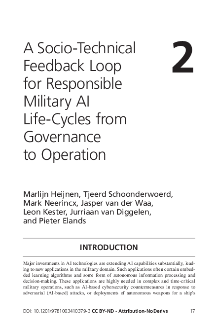 (PDF) A Socio-Technical Feedback Loop for Responsible Military AI Life ...