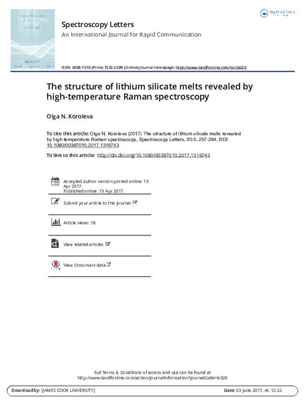(PDF) The structure of lithium silicate melts revealed by high ...