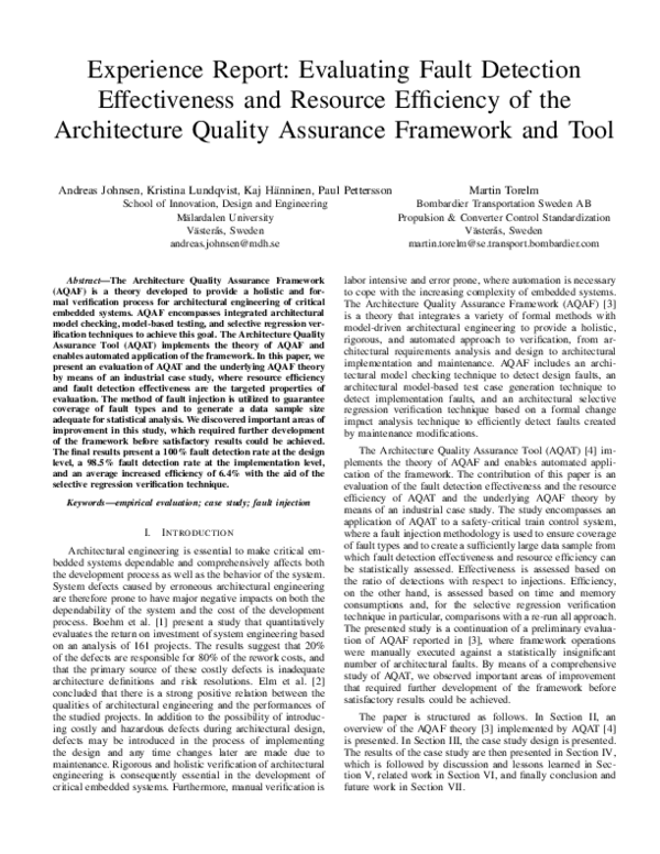 (PDF) Experience Report: Evaluating Fault Detection Effectiveness and Resource Efficiency of the ...